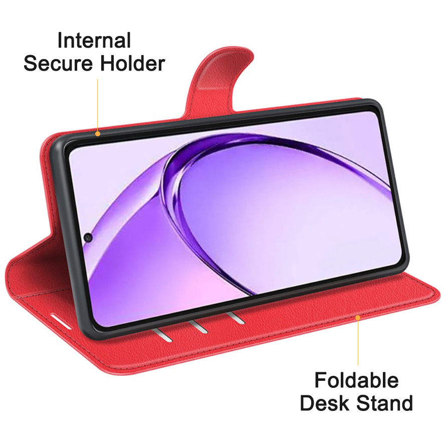 Leather Wallet Case for Oppo A80 5G (Red)