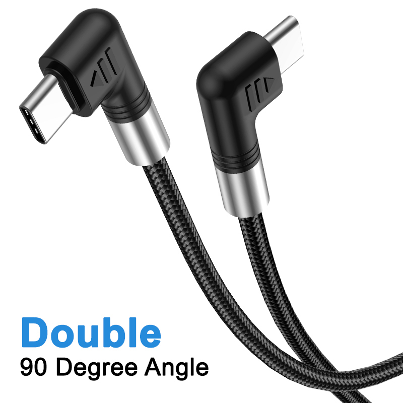 100W Double Right Angle USB Type-C Charging Cable (1m)