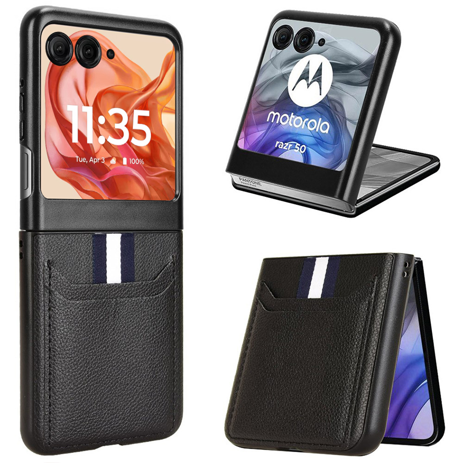 Wallet Case Card Holder Pouch for Motorola Razr 50 (Black)