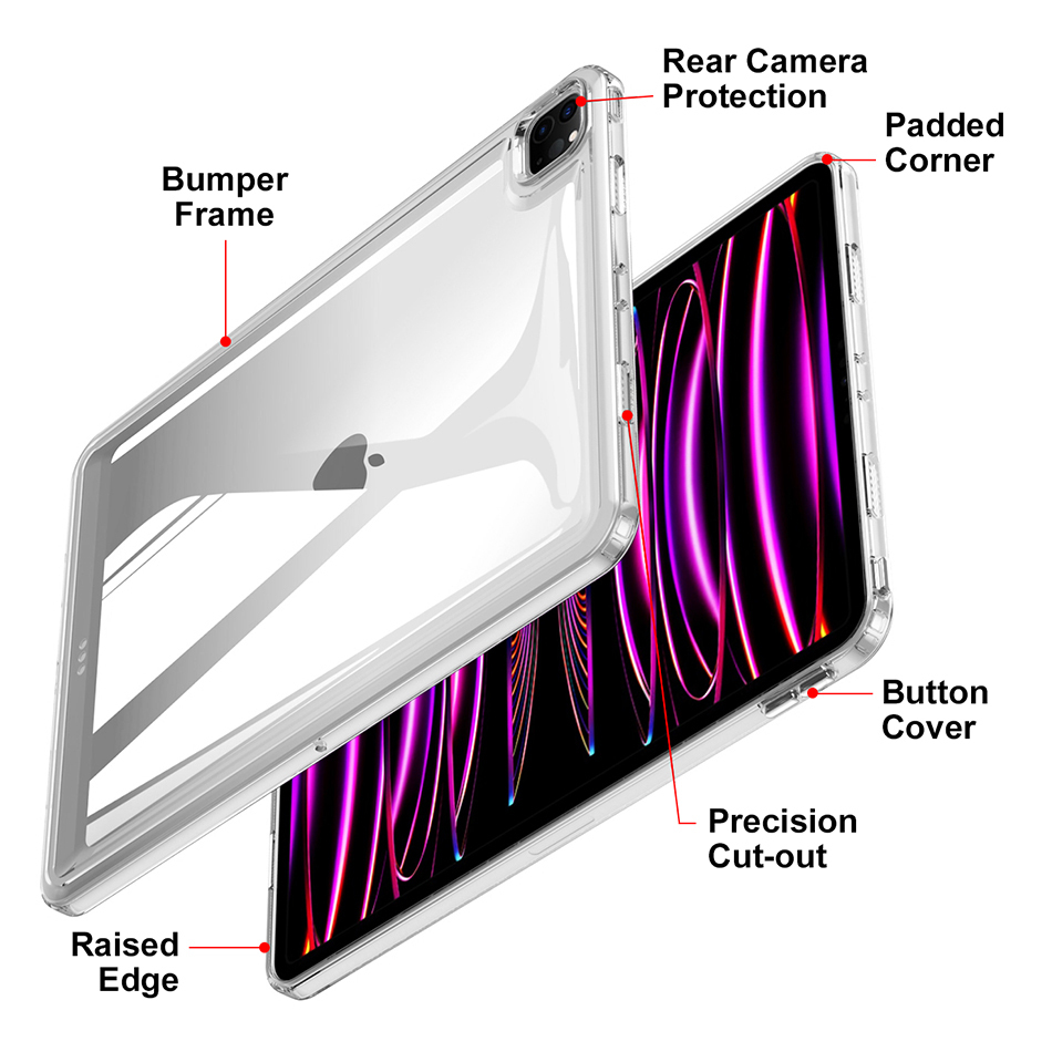 Hybrid Acrylic Shockproof Case for iPad Pro 11-inch 4th Gen Clear