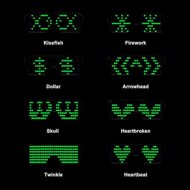 Dynamic Colour Animated LED Party Glasses (Green)