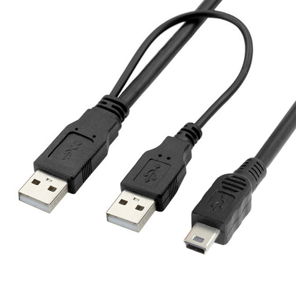 80cm Mini-USB to Dual USB 2.0 Power Cable for External Hard Drive