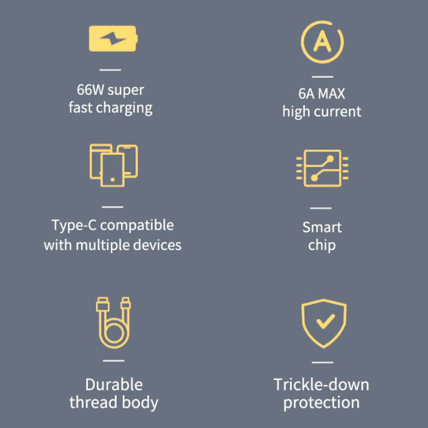 66W SuperCharge USB-A to Type-C Charging Cable (3m) (Silver)