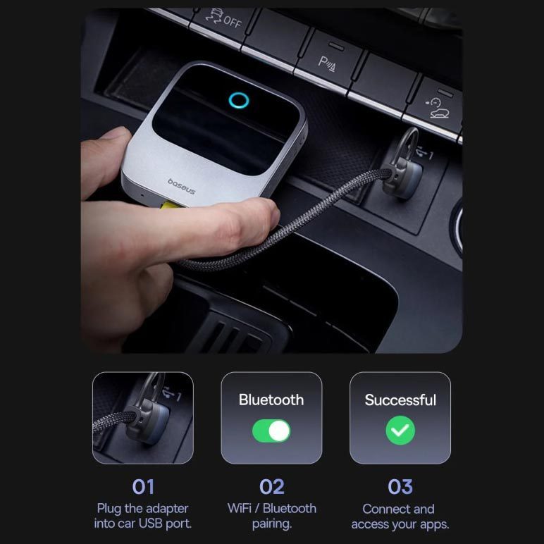 Baseus PrimeTrip Wired to Wireless CarPlay Adapter