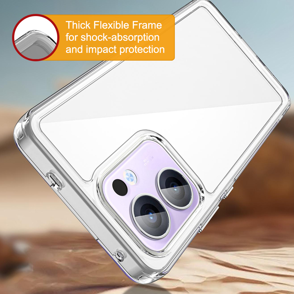 Hybrid Acrylic Shockproof Case for Oppo Reno13 F (Clear)