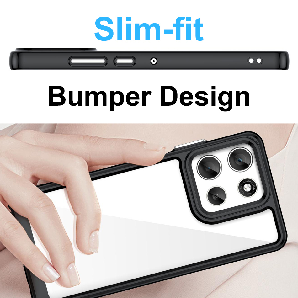 Hybrid Acrylic Shockproof Case for Motorola Moto G56 (Black)