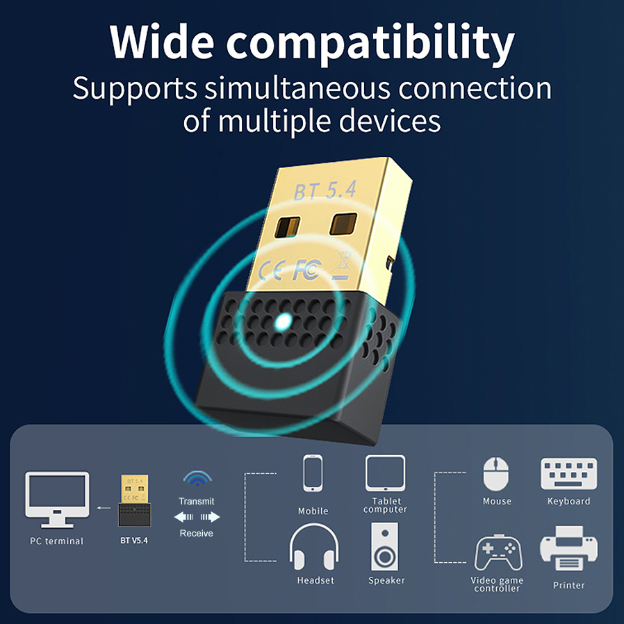 USB Bluetooth 5.4 Wireless Adapter for Laptop / Computer