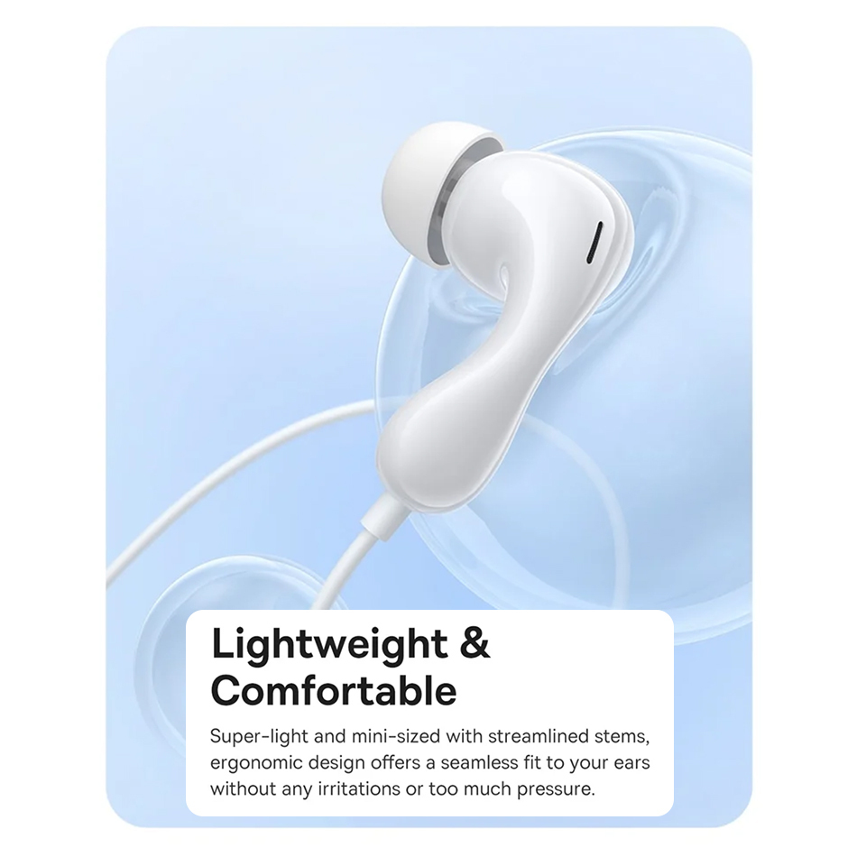 Baseus Encok HZ20 3.5mm Wired Earphones (White)