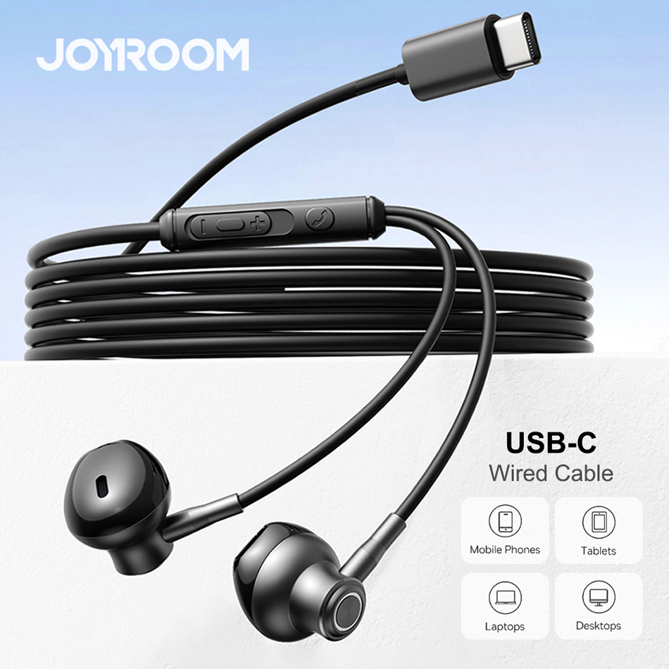 Joyroom Metal Half In-Ear USB Type-C Wired Earphones (Black)