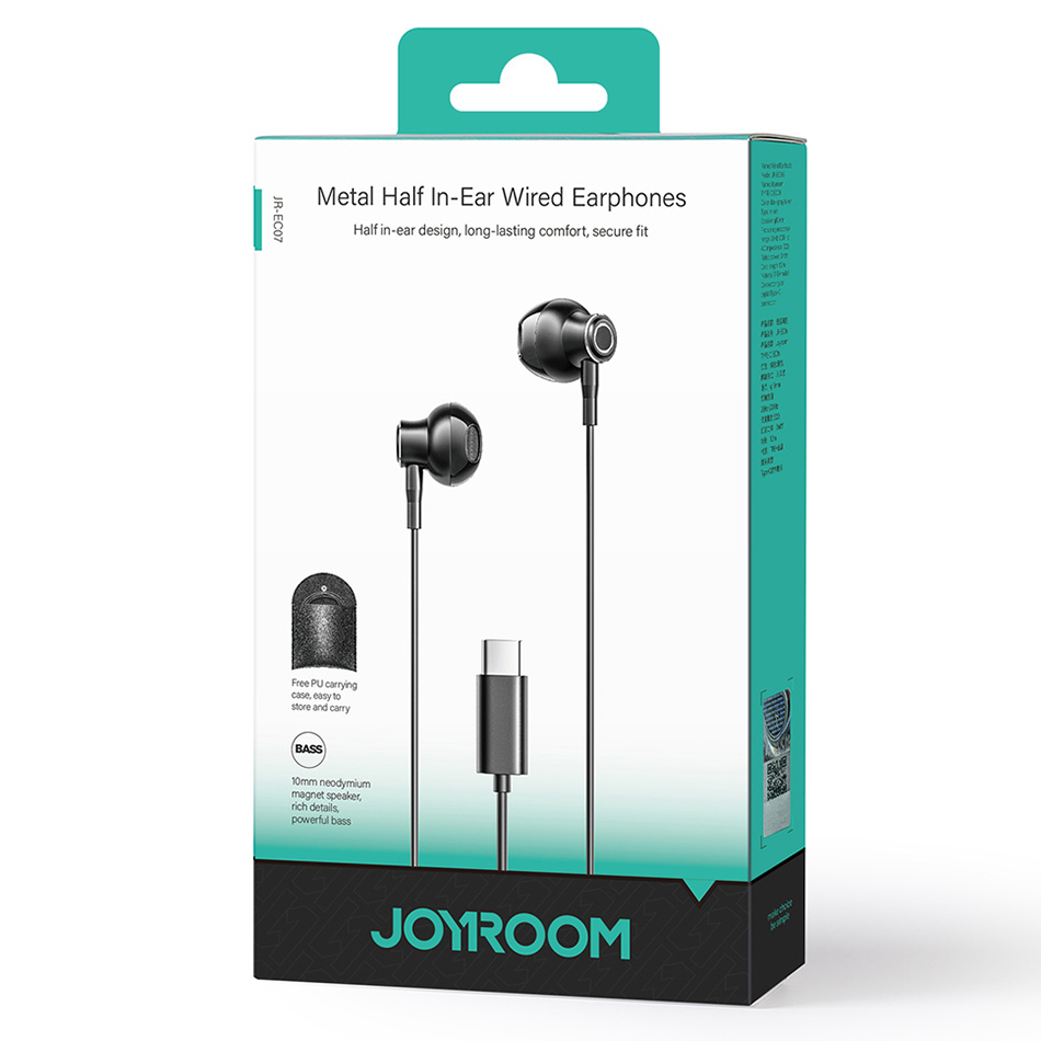 Joyroom Metal Half In-Ear USB Type-C Wired Earphones (Black)