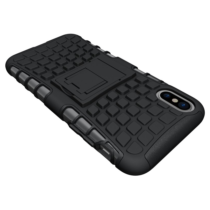 Dual Layer Rugged Tough Case for Apple iPhone X / Xs (Black)