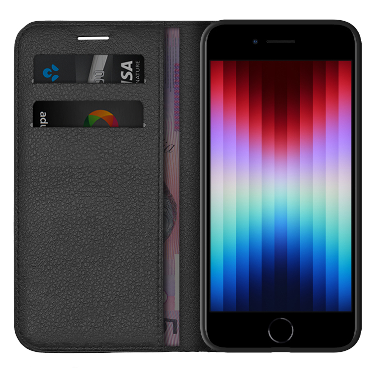 Leather Wallet Case for Apple iPhone 8 / 7 / SE 3rd Gen (Black)