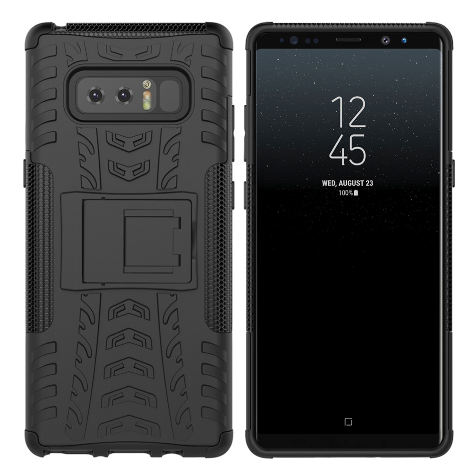 Dual Layer Rugged Tough Case for Samsung Galaxy Note 8 (Black)