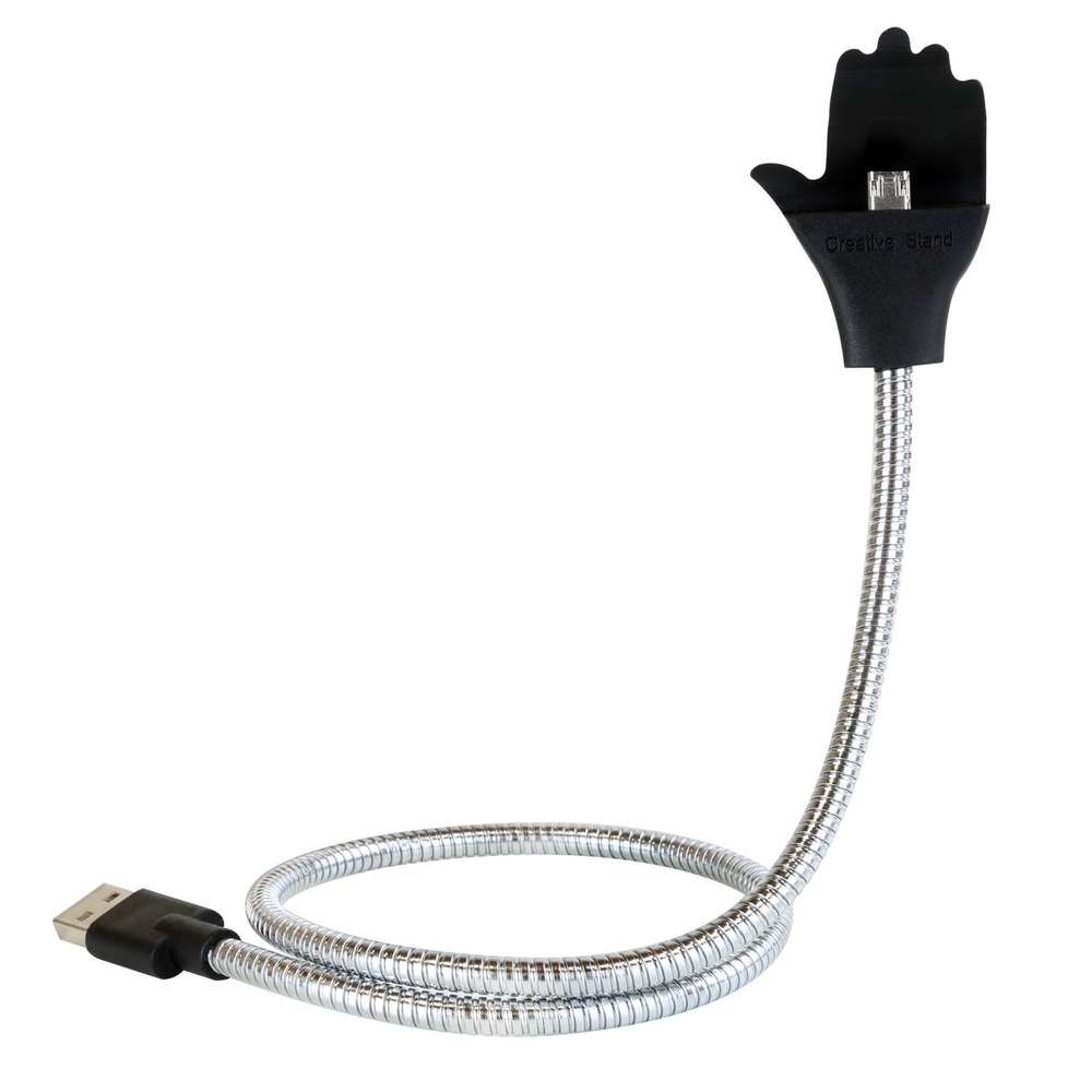 Heavy Duty Flexible Metal Arm Micro-USB Cable Stand for Phone