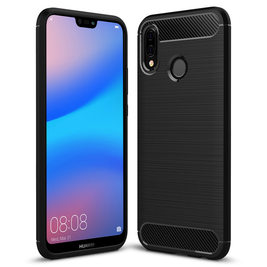 Flexi Slim Carbon Fibre Case for Huawei Nova 3e (Black)