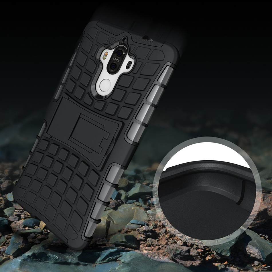 Dual Layer Rugged Tough Case for Huawei Mate 9 (Black)