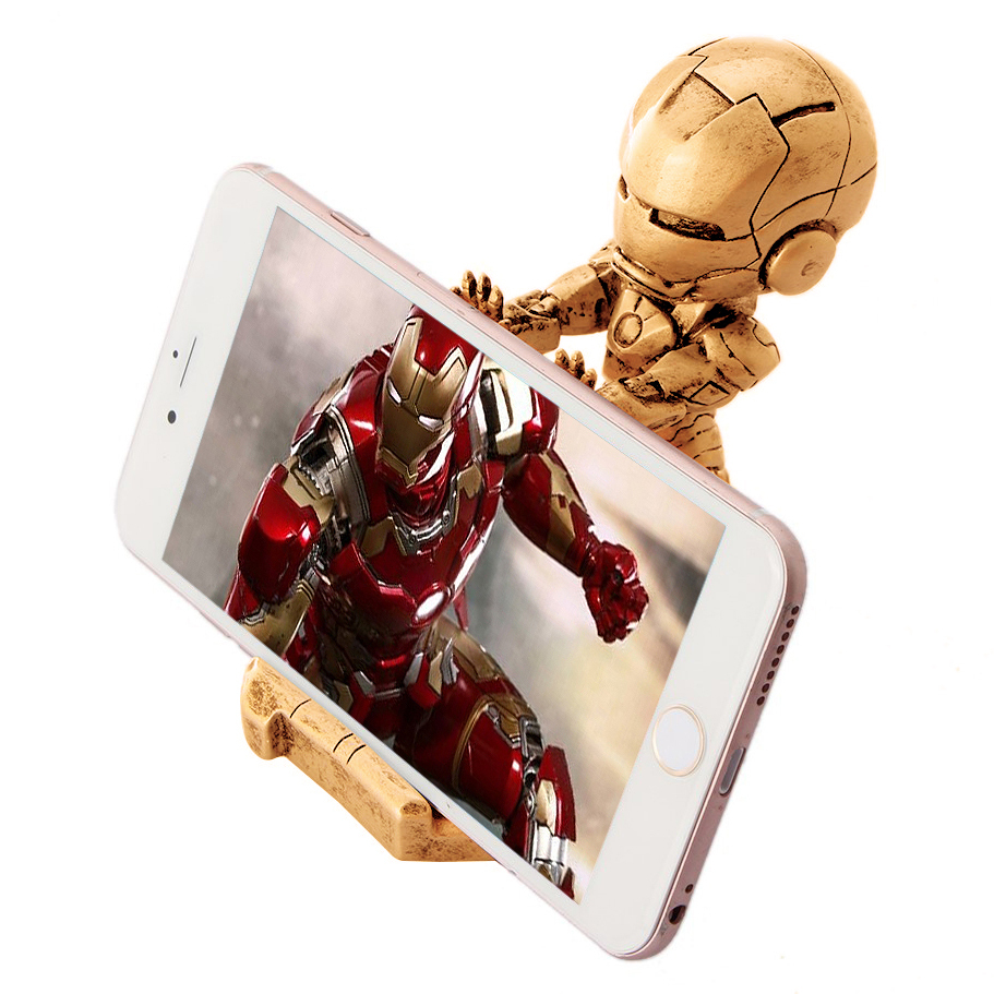 Iron Man Desktop Stand Holder for Mobile Phone (Gold)
