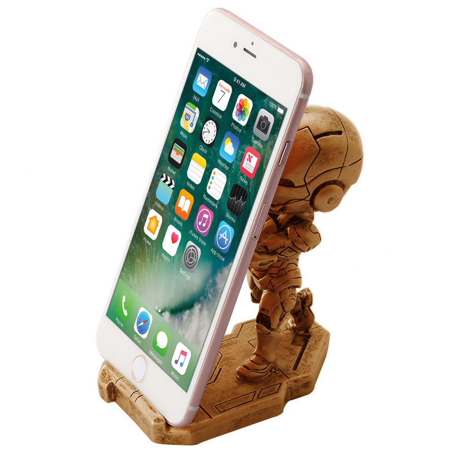 Iron Man Desktop Stand Holder for Mobile Phone (Gold)