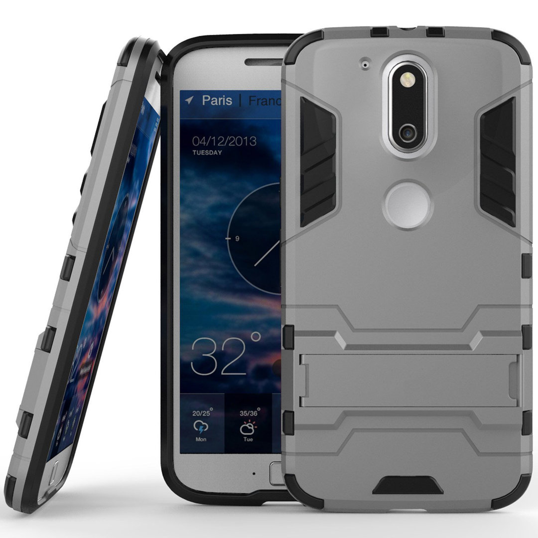 Slim Armour Shockproof Case For Motorola Moto G4 Plus Silver