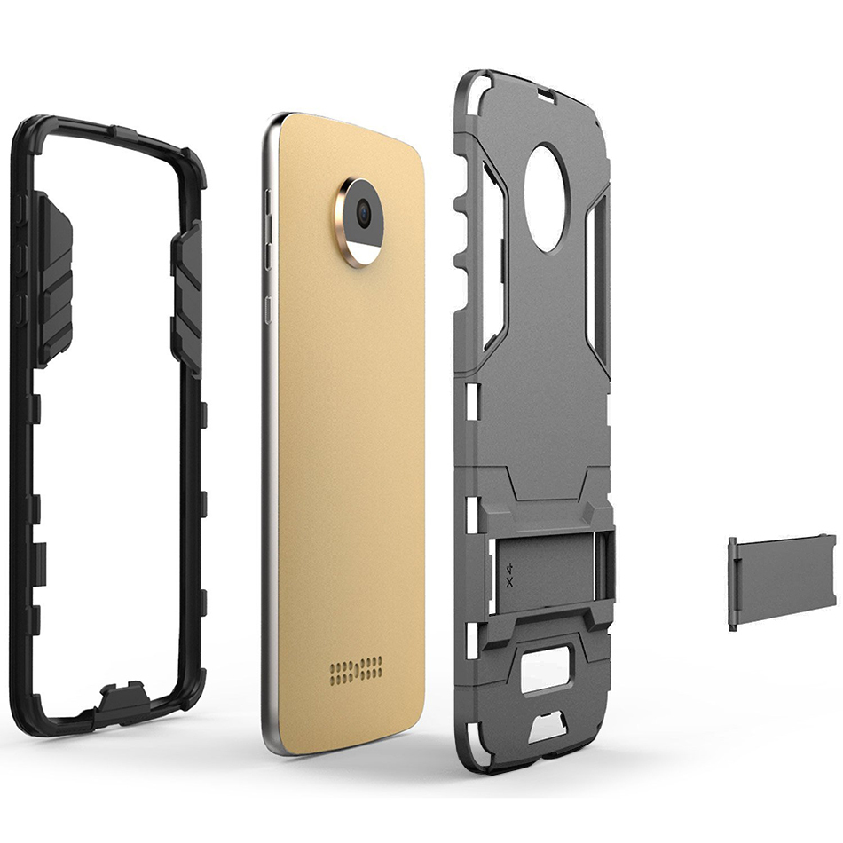 Slim Armour Tough Shockproof Case for Motorola Moto Z (Grey)