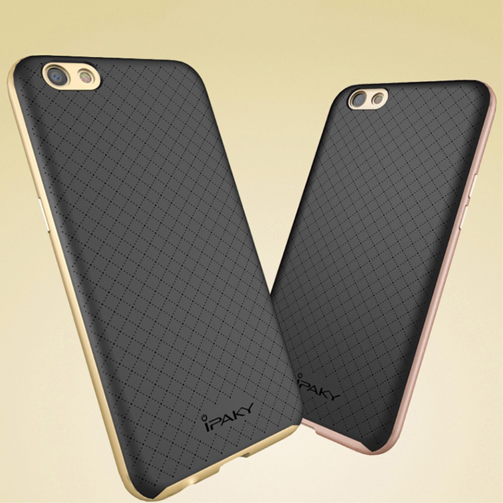iPaky Hybrid Bumper Case for Oppo R9s (Gold)