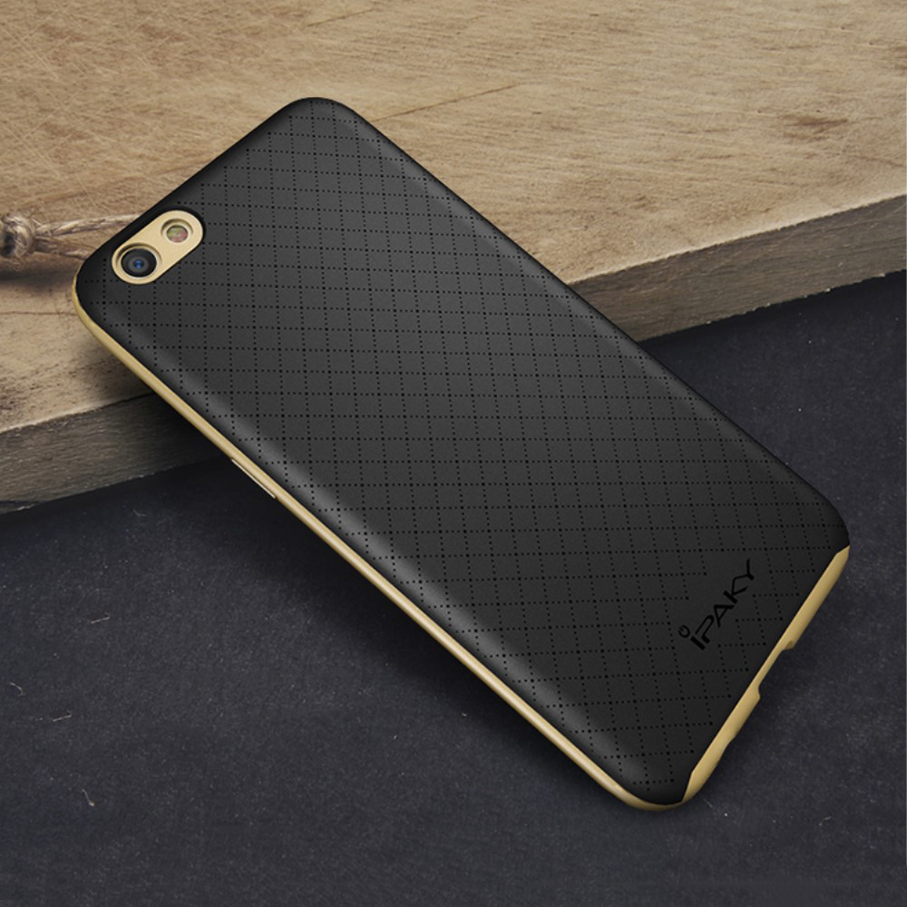 iPaky Hybrid Bumper Case for Oppo R9s (Gold)