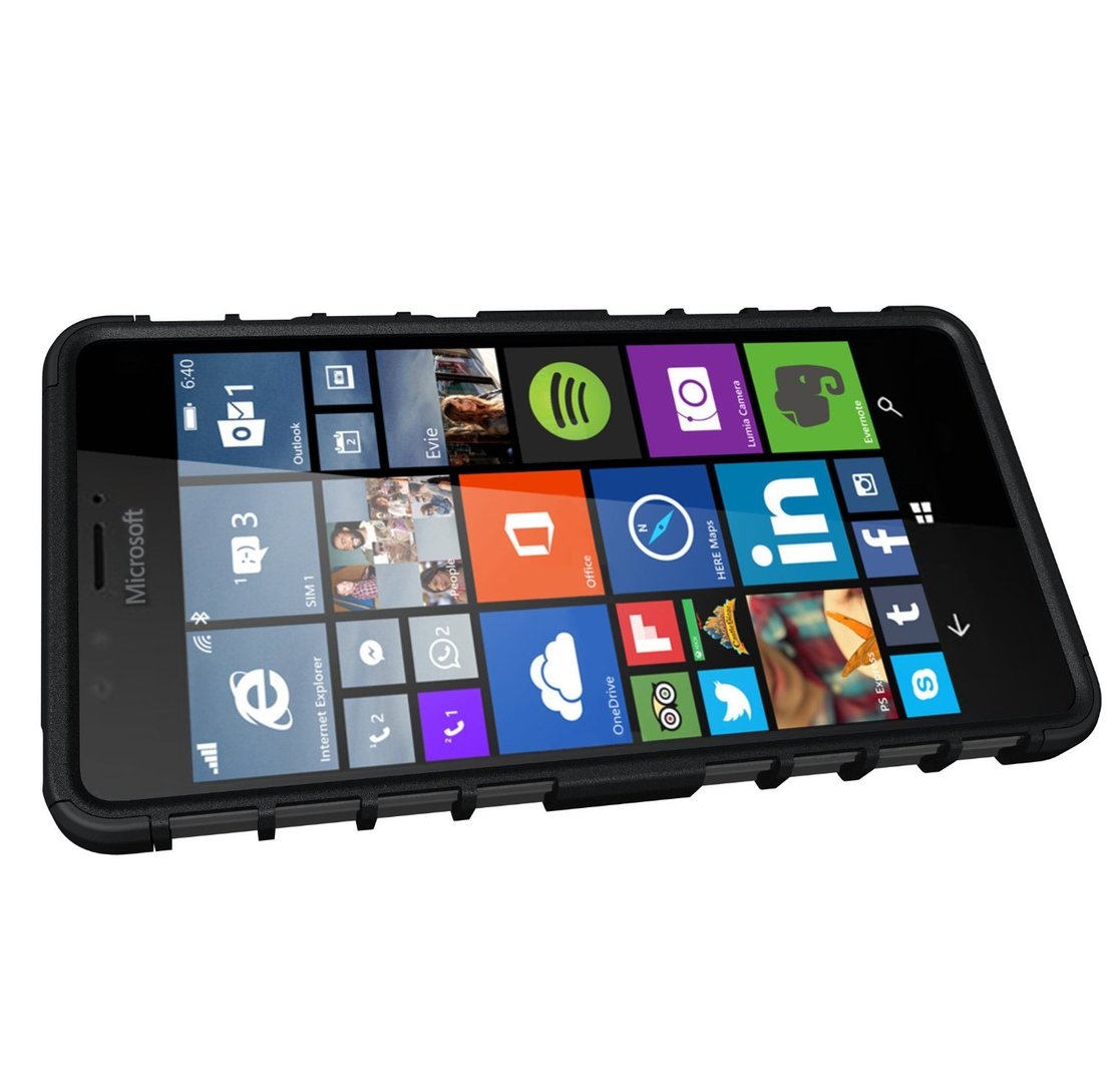 Dual Layer Rugged Shockproof Case for Microsoft Lumia 950 (Black)