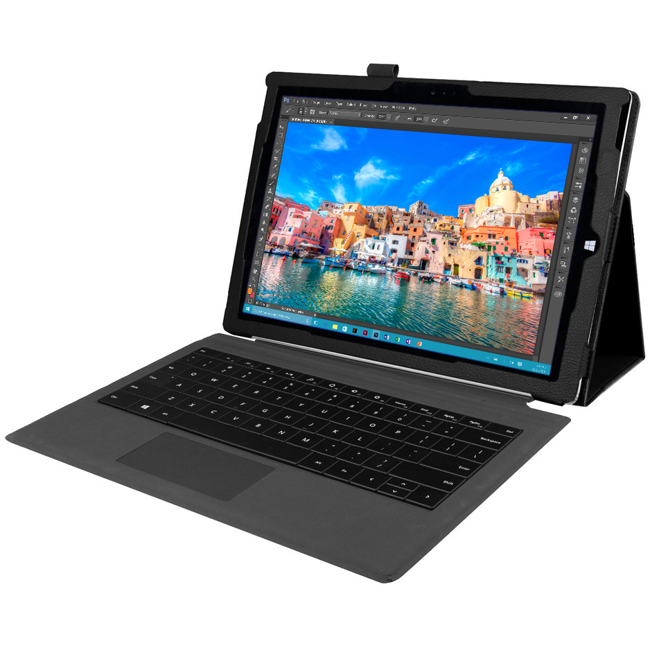 Folio Leather Case & Stand for Microsoft Surface Pro 4 (Black)