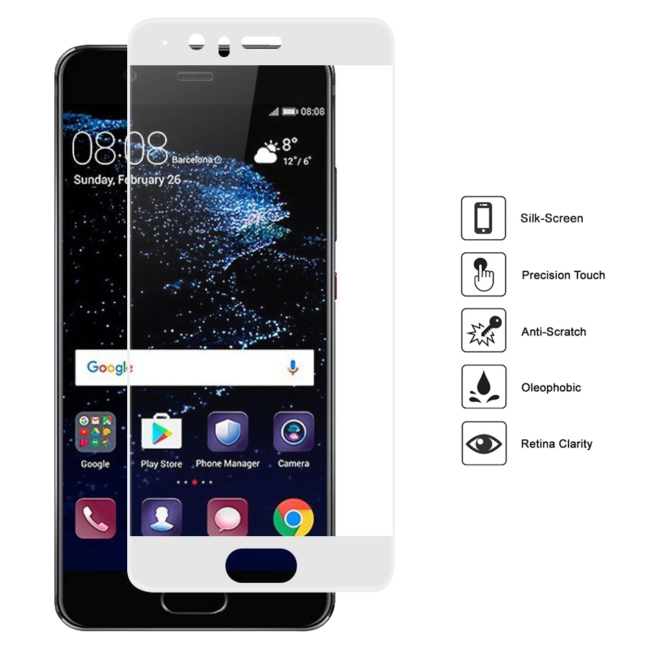 Full Tempered Glass Screen Protector For Huawei P White
