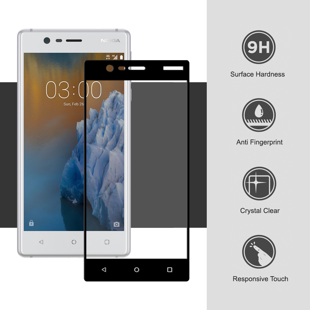 Full Tempered Glass Screen Protector for Nokia 3 (Black)