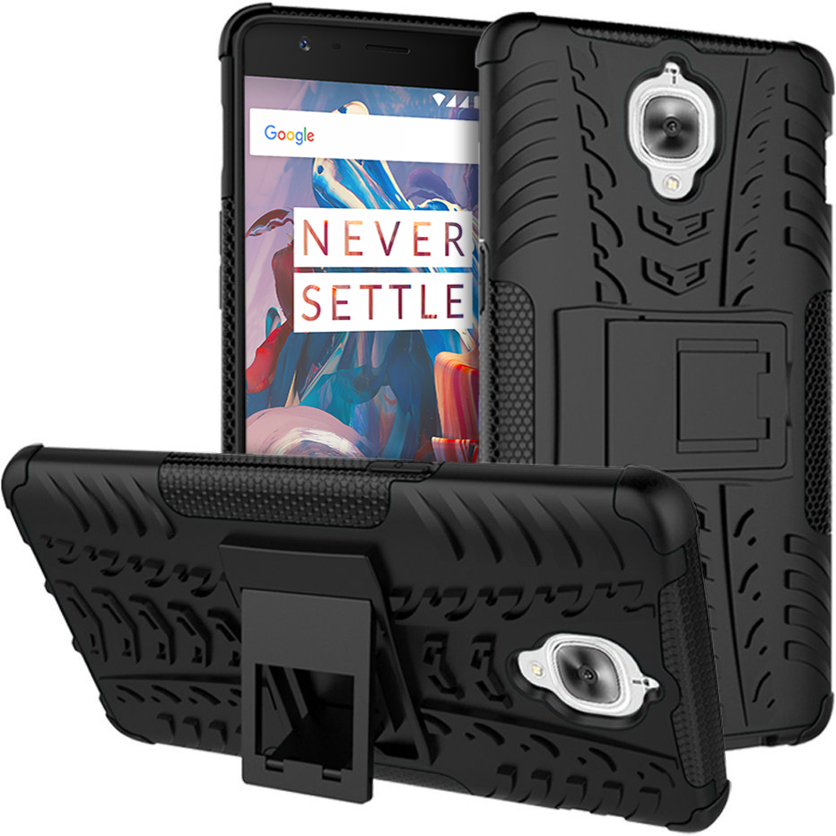 Dual Layer Rugged Tough Case for OnePlus 3T (Black)