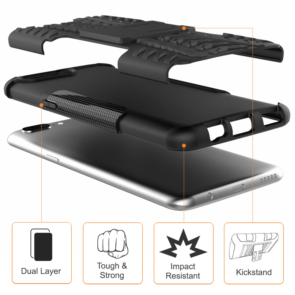 Dual Layer Rugged Tough Shockproof Case for OnePlus 5 (Black)