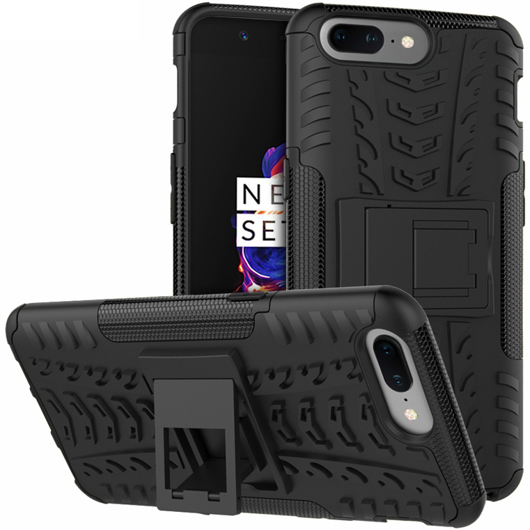 Dual Layer Rugged Tough Shockproof Case for OnePlus 5 (Black)
