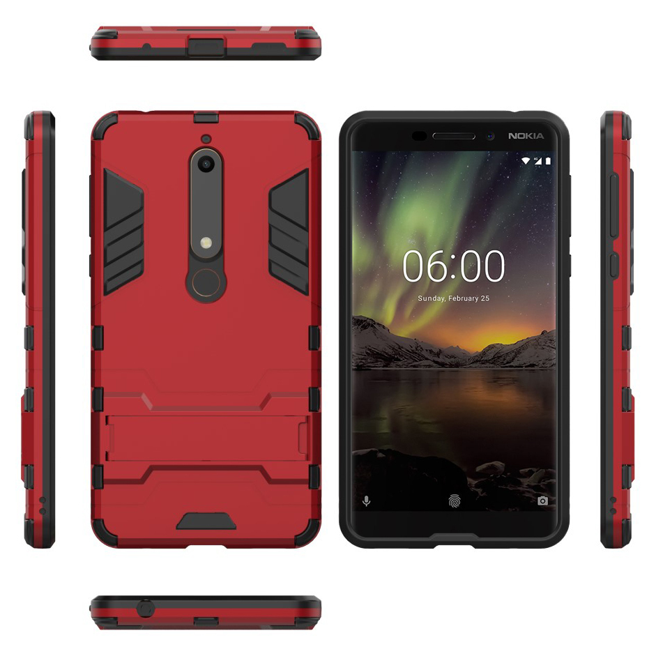 Slim Armour Shockproof Case for Nokia 6.1 (2018) - Red