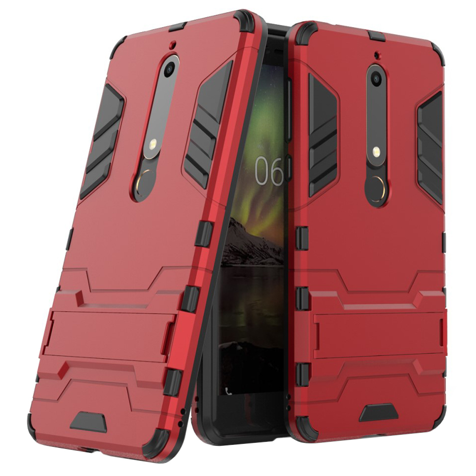 Slim Armour Shockproof Case for Nokia 6.1 (2018) - Red