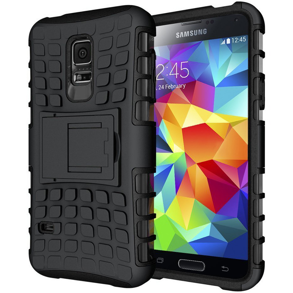 Rugged Tough Armour Case for Samsung Galaxy S5 Mini (Black)
