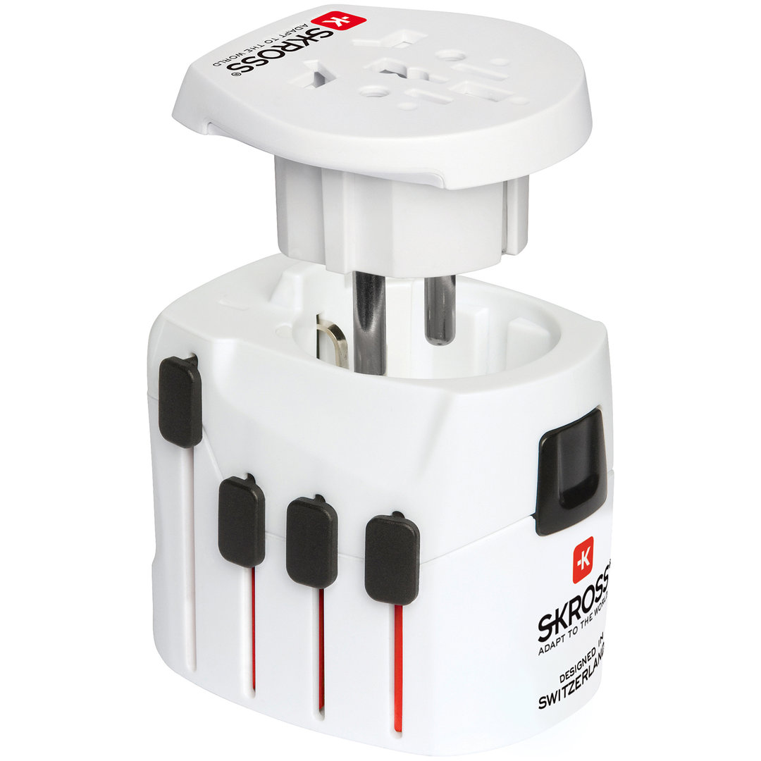 SKROSS PRO+ World Travel Adapter & USB Charger (3-Pole)