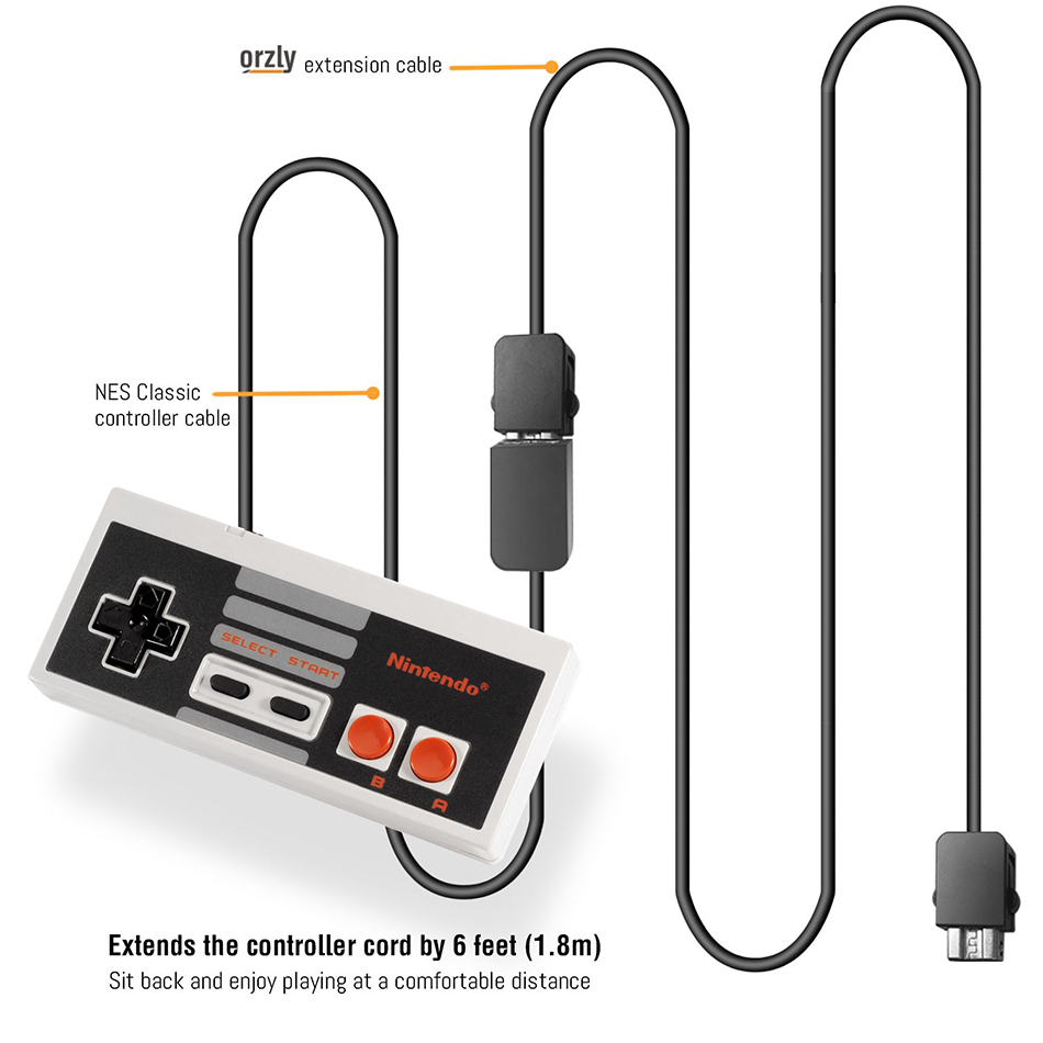 Orzly 1.8m Controller Extension Cable for NES Classic Mini
