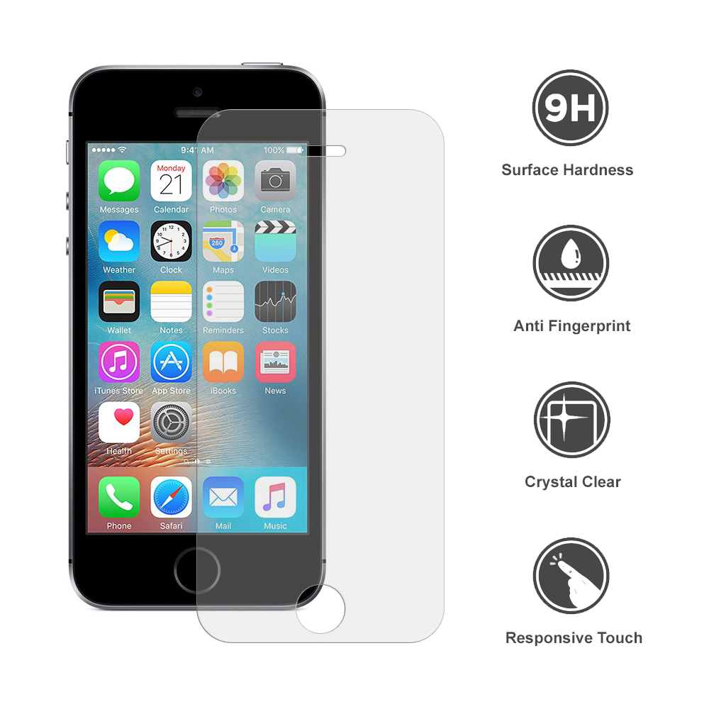 9H Tempered Glass Screen Protector - Apple iPhone 5s / 5c / SE