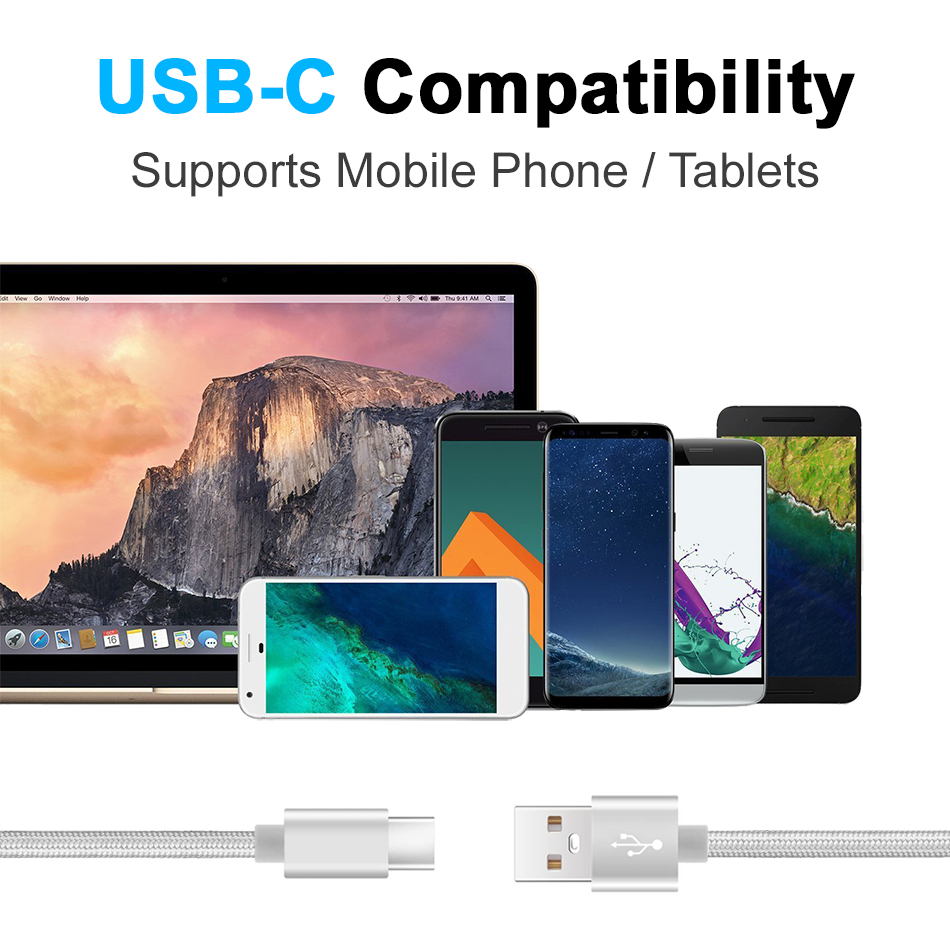 Extra Long Anti-Tangle USB Type-C Charging Cable (3m)