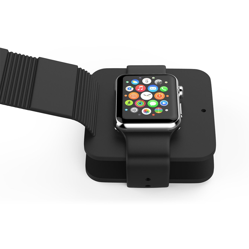 Silicone Wallet Case Charging Stand for Apple Watch (Black)