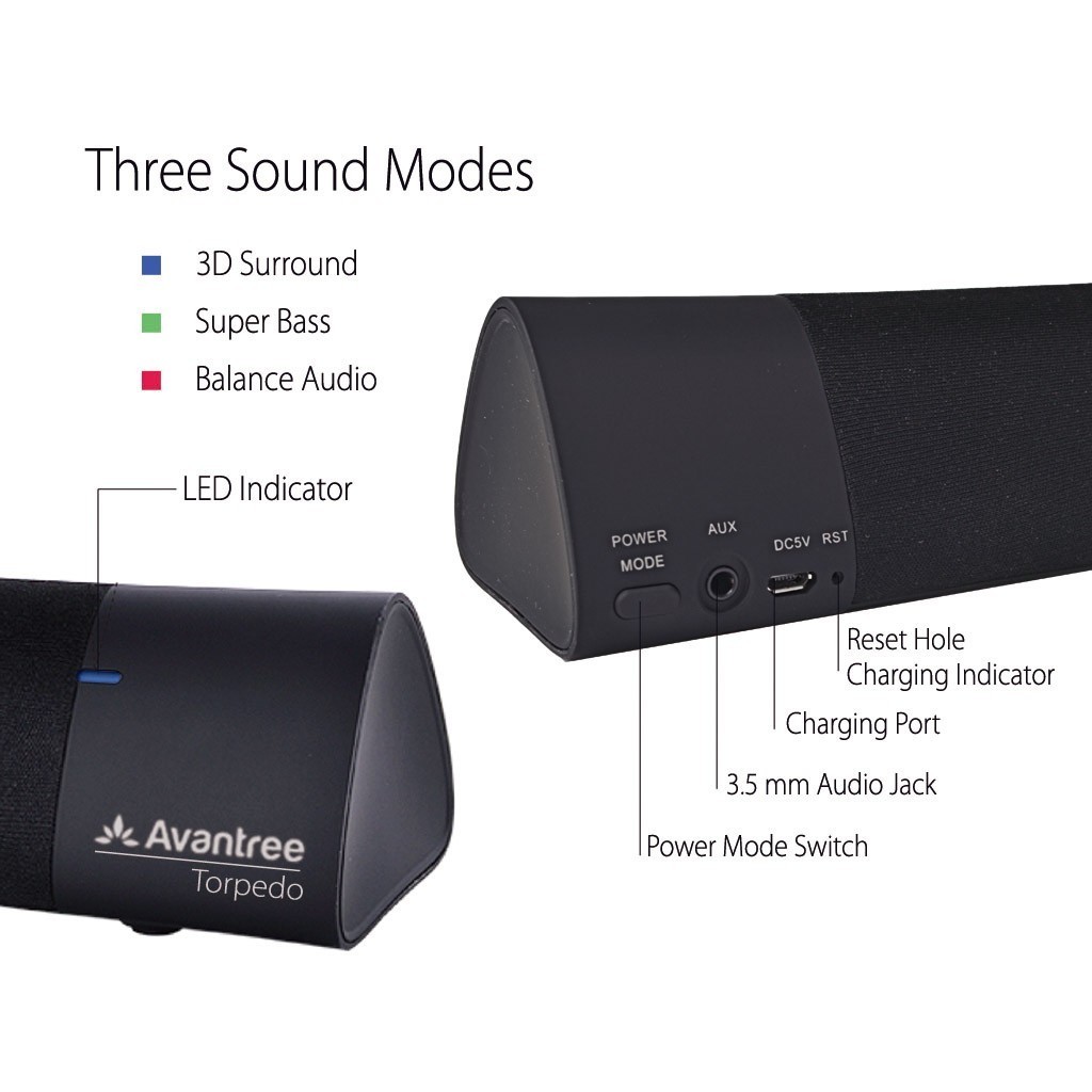Avantree Torpedo Bluetooth Mini Soundbar D Ultra Bass