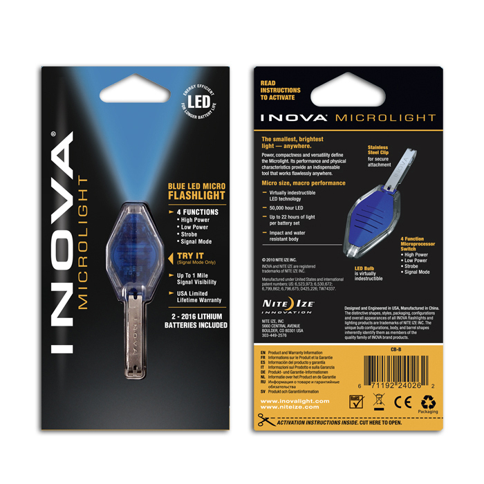 Inova Microlight Torch - Blue Grip & Blue LED Flashlight