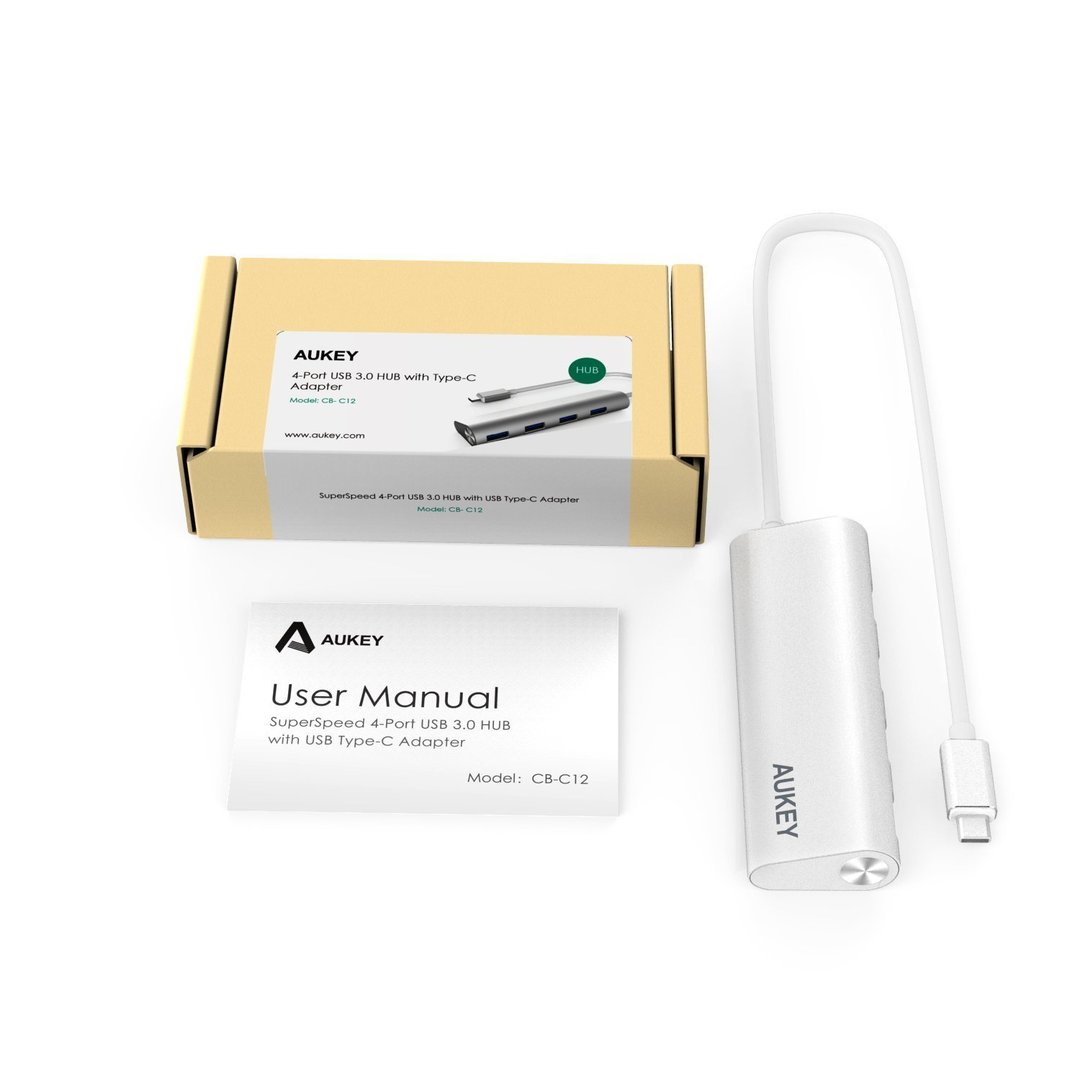 Aukey 4-Port USB 3.0 Hub to USB 3.1 Type-C Adapter