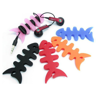 Fishbone Cable Tie & Winder Wrap for Headphones (Black)