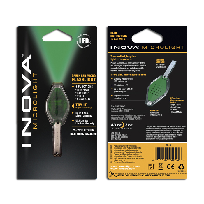 Inova Microlight Torch - Green Grip & Green LED Flashlight
