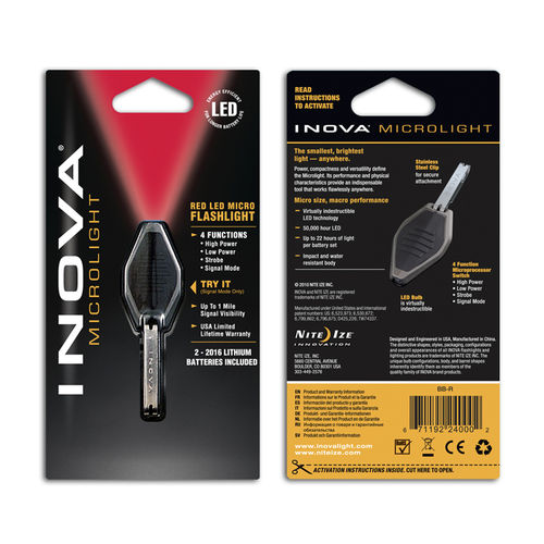 Inova Microlight Torch - Red Grip & Red LED Flashlight