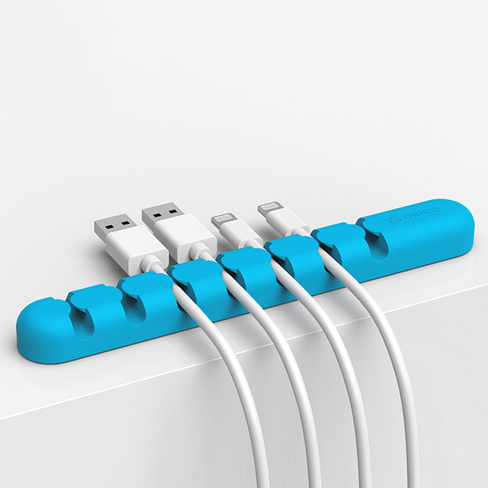 Orico 7-Bay Silicone Desktop Cable Manager Clips (Blue)