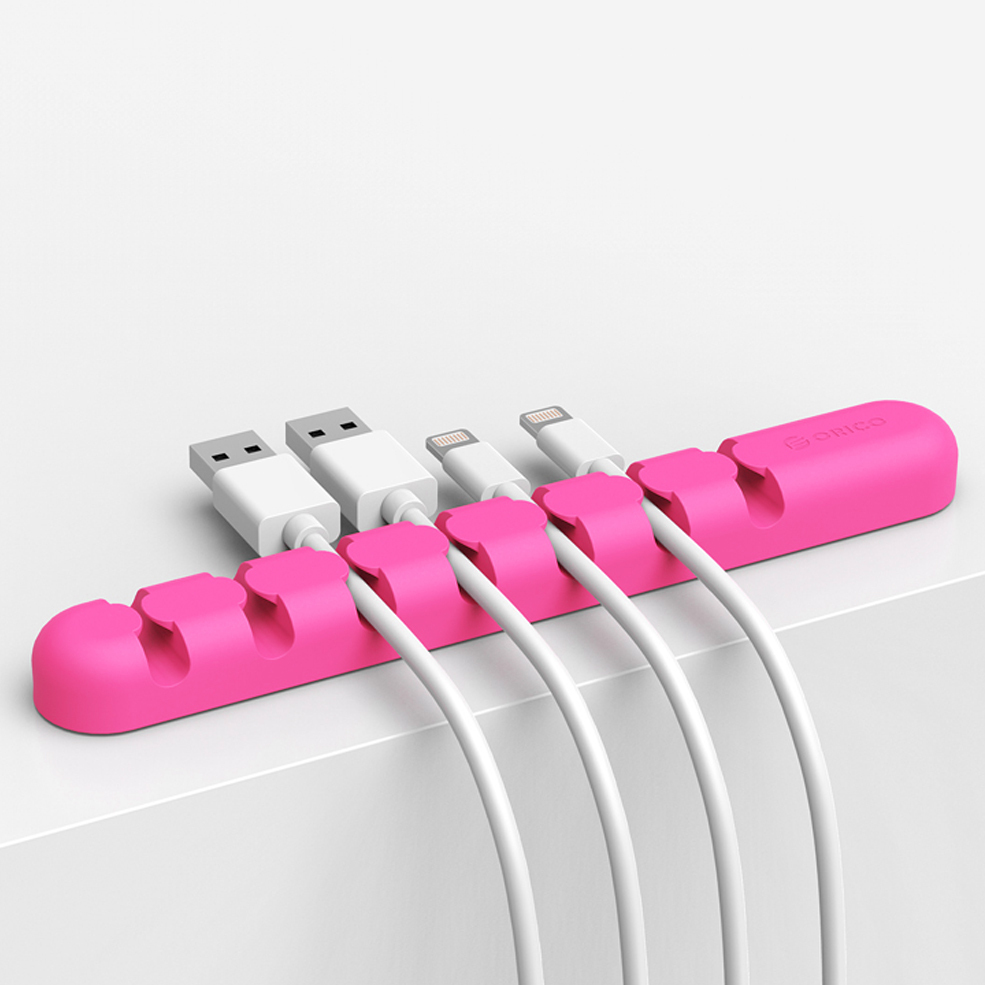 Orico 7-Bay Silicone Desktop Cable Manager Clips (Pink)
