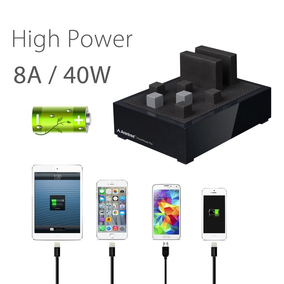 Avantree 8A PowerHouse Plus Desktop USB Fast Charging Station